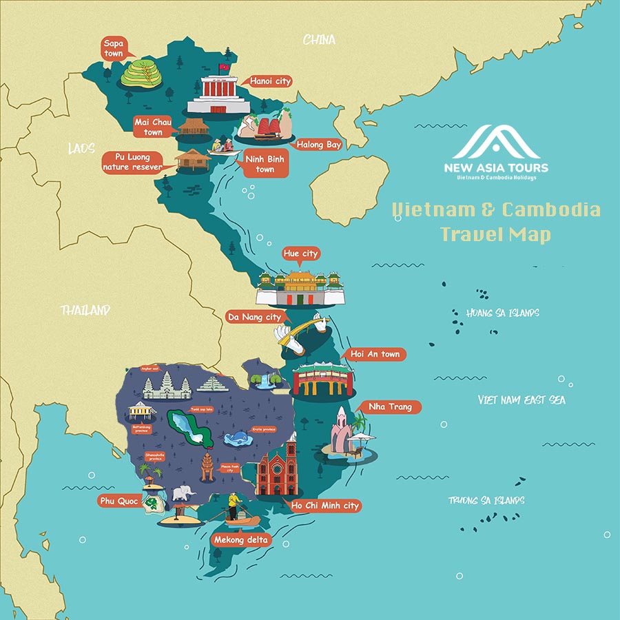 Vietnam And Cambodia Map: Destinations & Itineraries